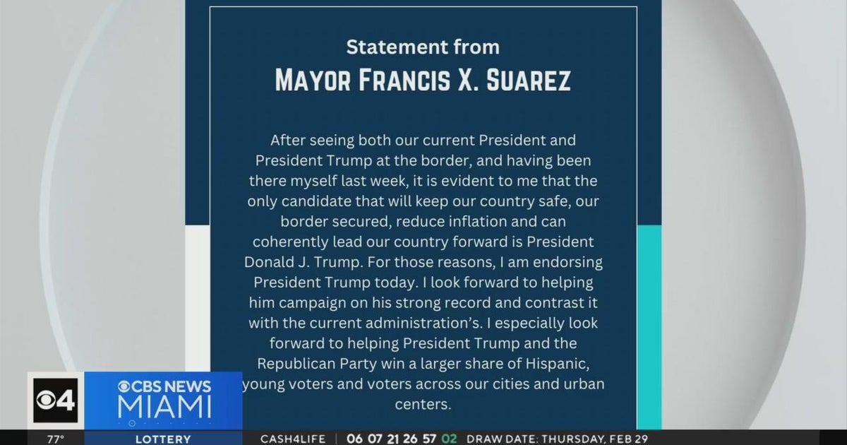 Mayor Suarez endorses Trump for 2024 - CBS Miami