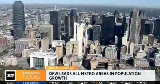 DFW leads all metro areas in population growth - CBS Texas