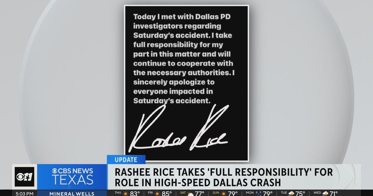 Rashee Rice takes "full responsibility" for role in high-speed Dallas crash - CBS Texas