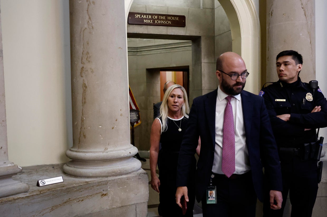 Marjorie Taylor Greene says no deal after meeting with Mike Johnson as ...