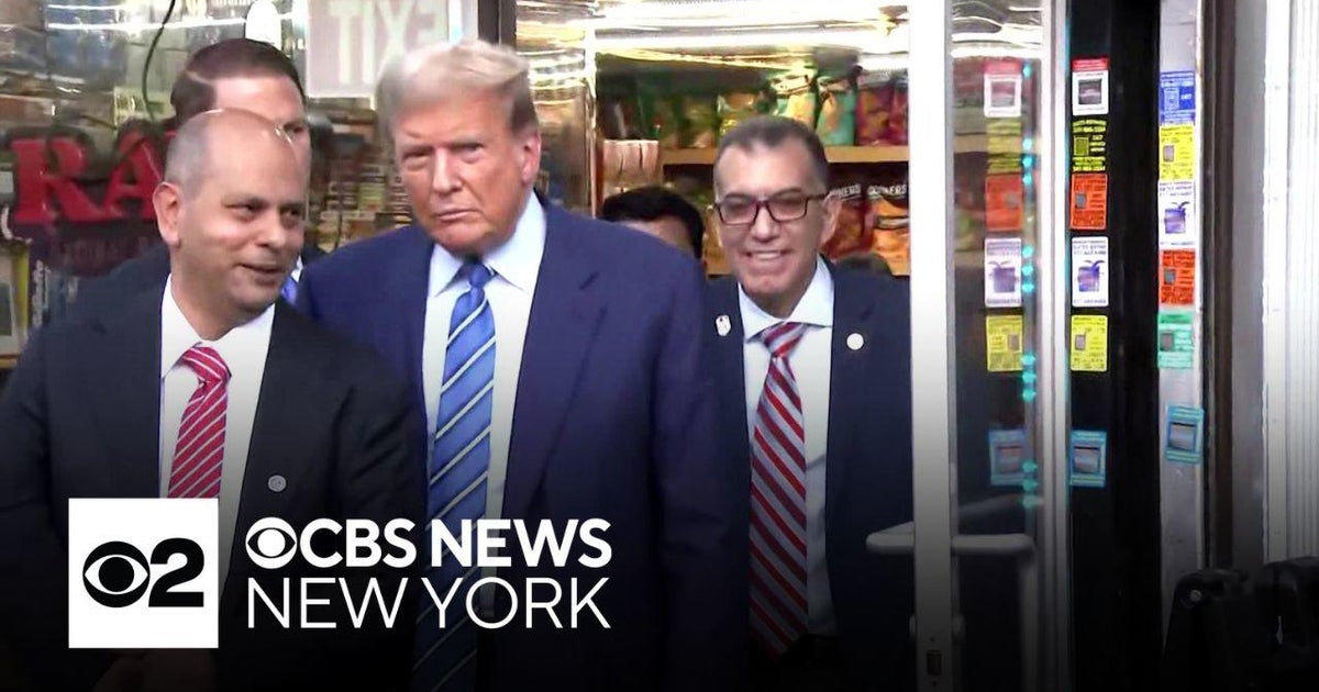 Former President Trump addresses crime at bodega in Manhattan - CBS New ...