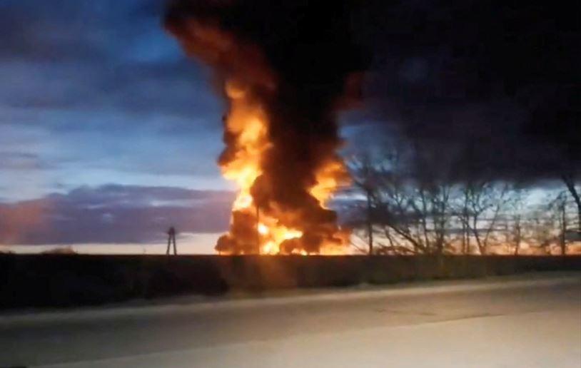 Massive fire seen as Ukraine hits Russian oil depots with a drone ...