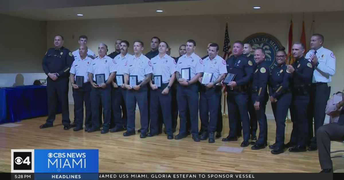 City of Miami firefighters, police officers honored for saving one of ...