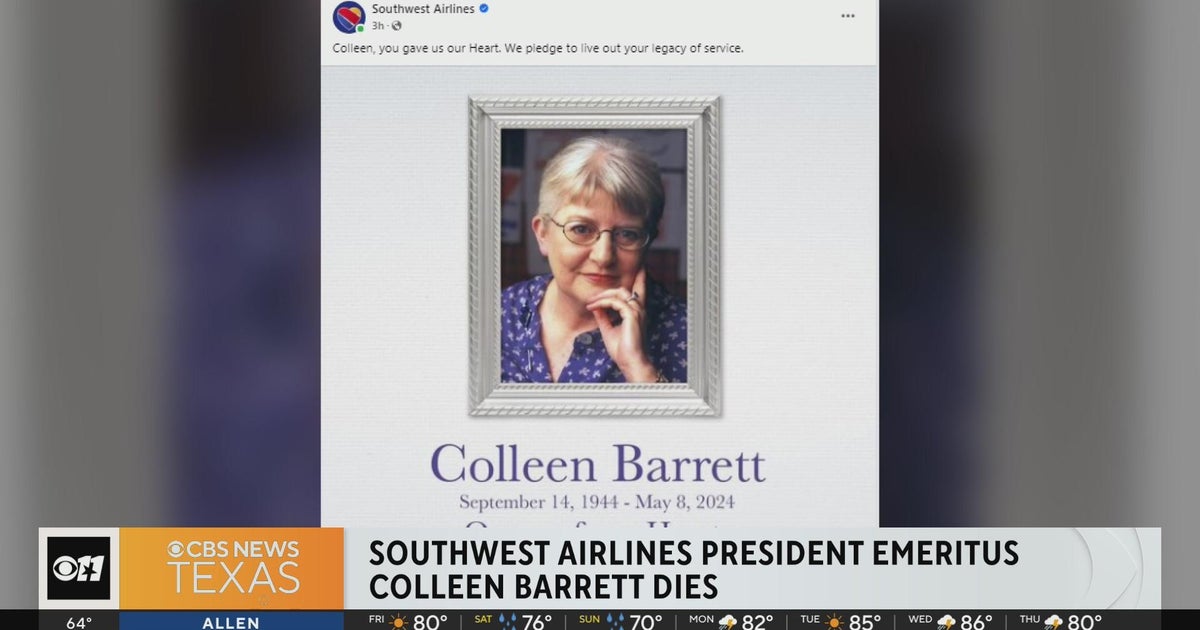Southwest Airlines President Emeritus Colleen Barrett dies - CBS Texas