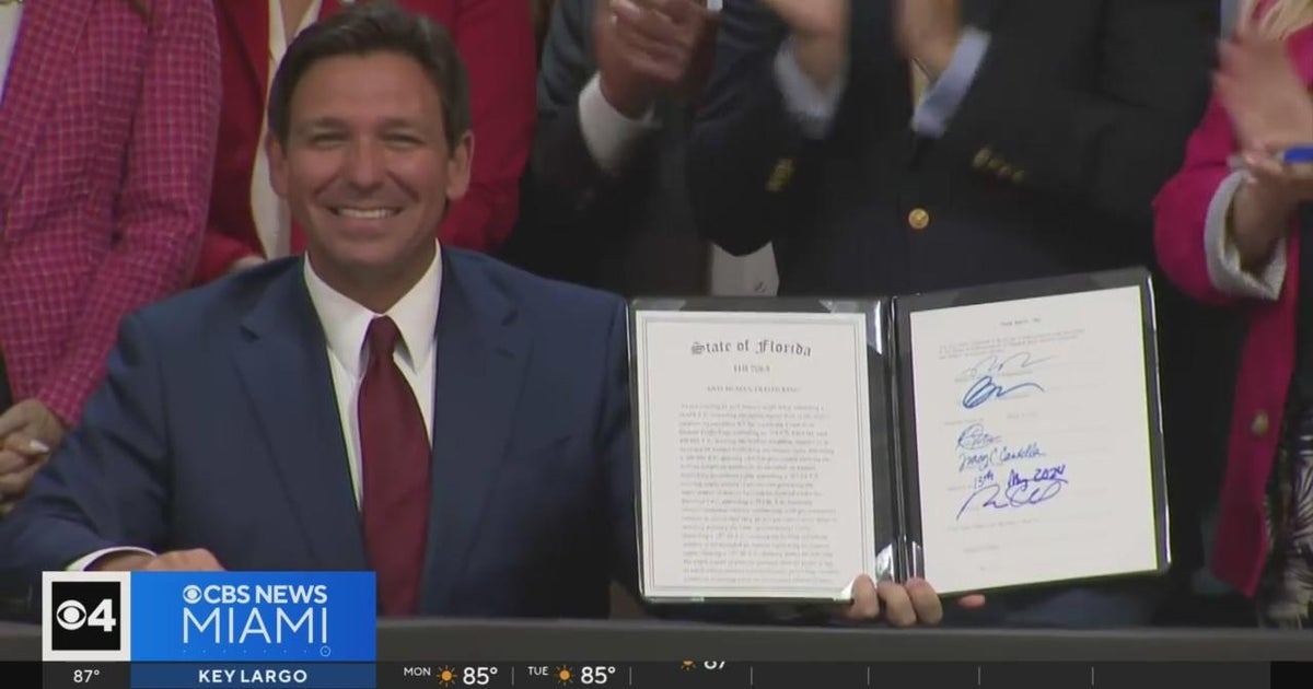 Gov. Ron DeSantis signs legislation to combat human trafficking - CBS Miami