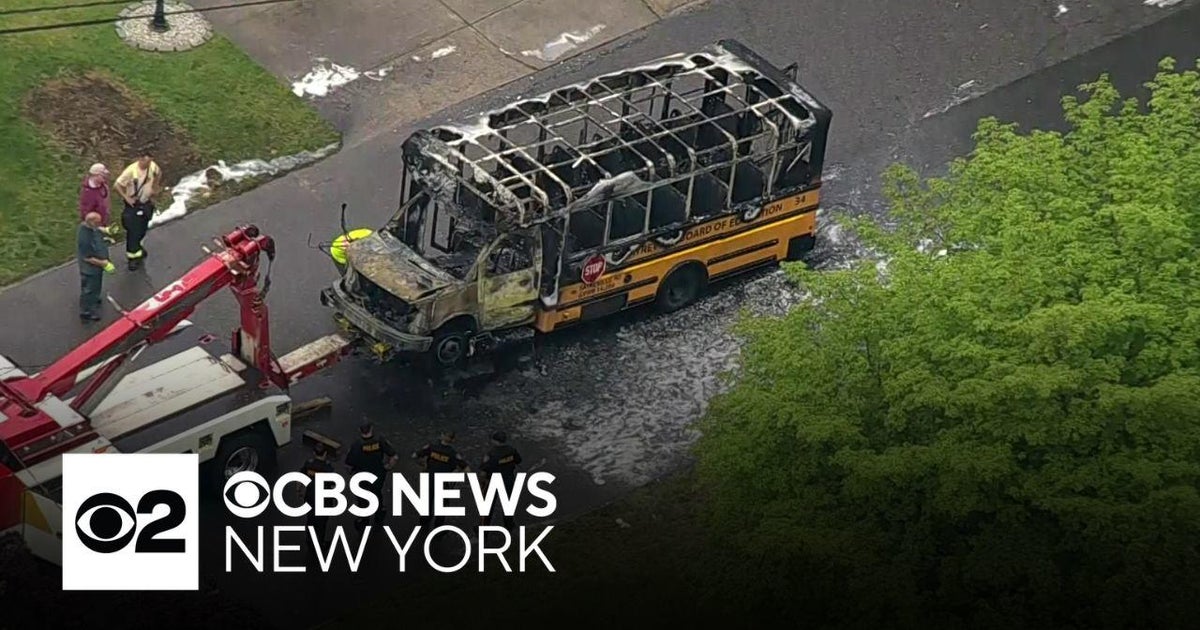 School bus engulfed in flames in New Jersey; no injuries reported - CBS ...
