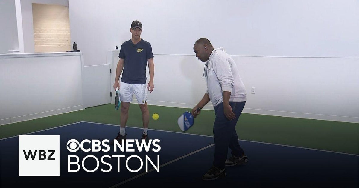 WBZ reporter interviews pickleball player during game on live TV - CBS ...