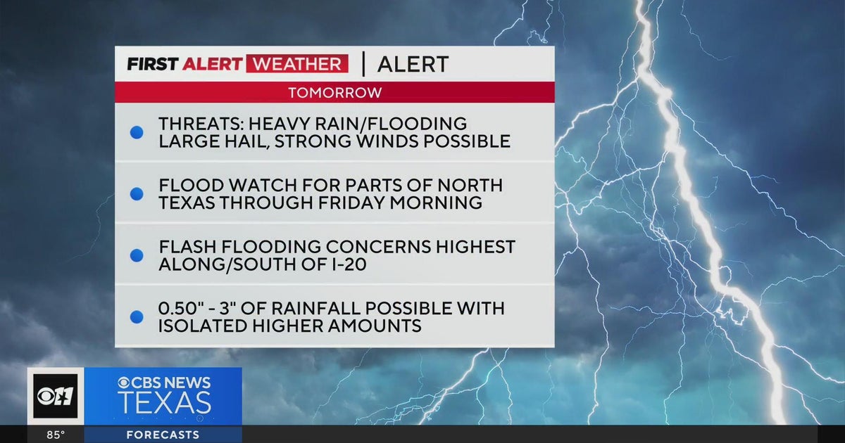 Flood watch for parts of North Texas Thursday through Friday - CBS Texas