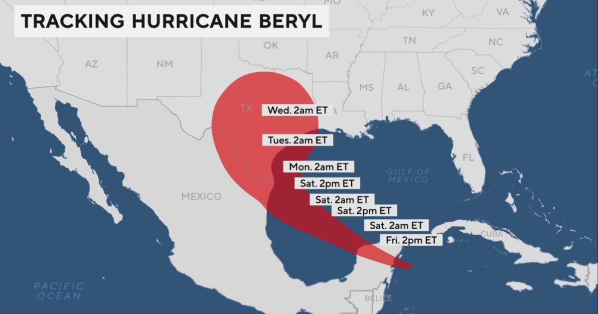 Hurricane Beryl makes landfall in Mexico as Category 2 storm - CBS News