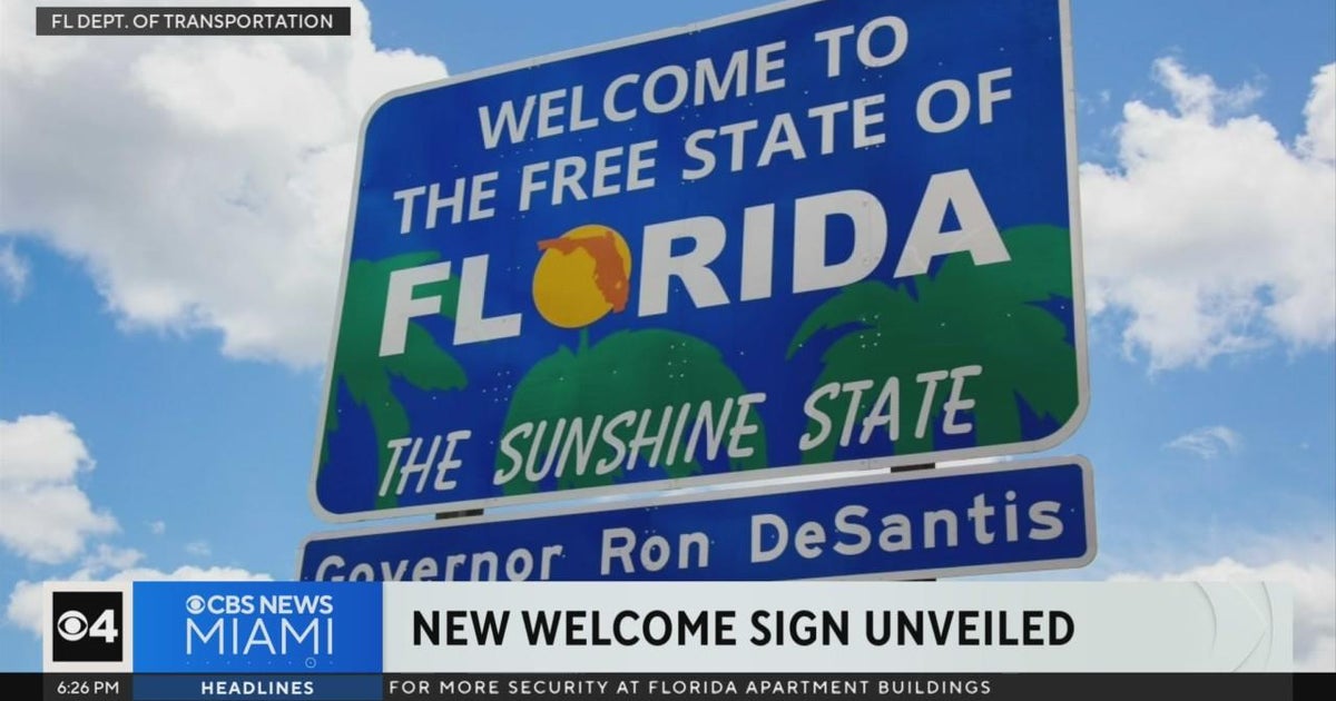 Florida unveils new welcome "free state" sign - CBS Miami