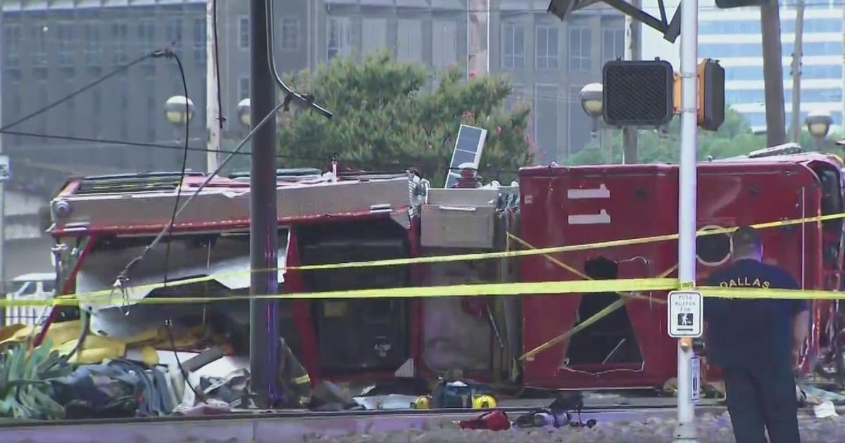 Dallas fire engine spins off slick bridge - CBS Texas