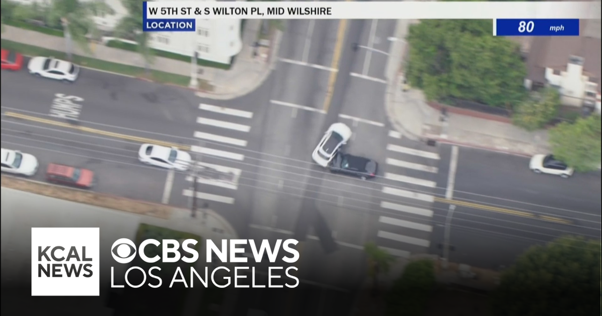 Suspect crashes into innocent driver during high-speed pursuit in Koreatown - CBS Los Angeles