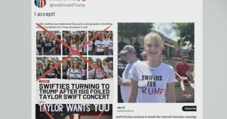 Donald Trump shared AI images of women wearing "Swifties for Trump" T ...
