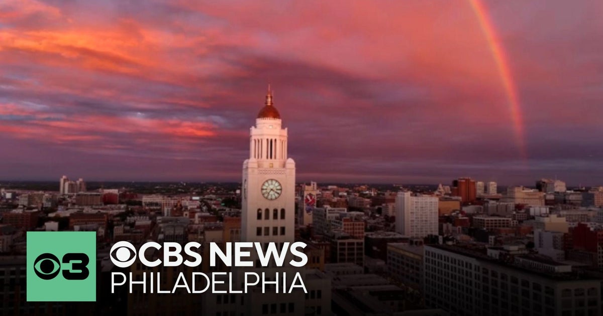 Drone video captures double rainbow and fiery sunset over Philadelphia ...