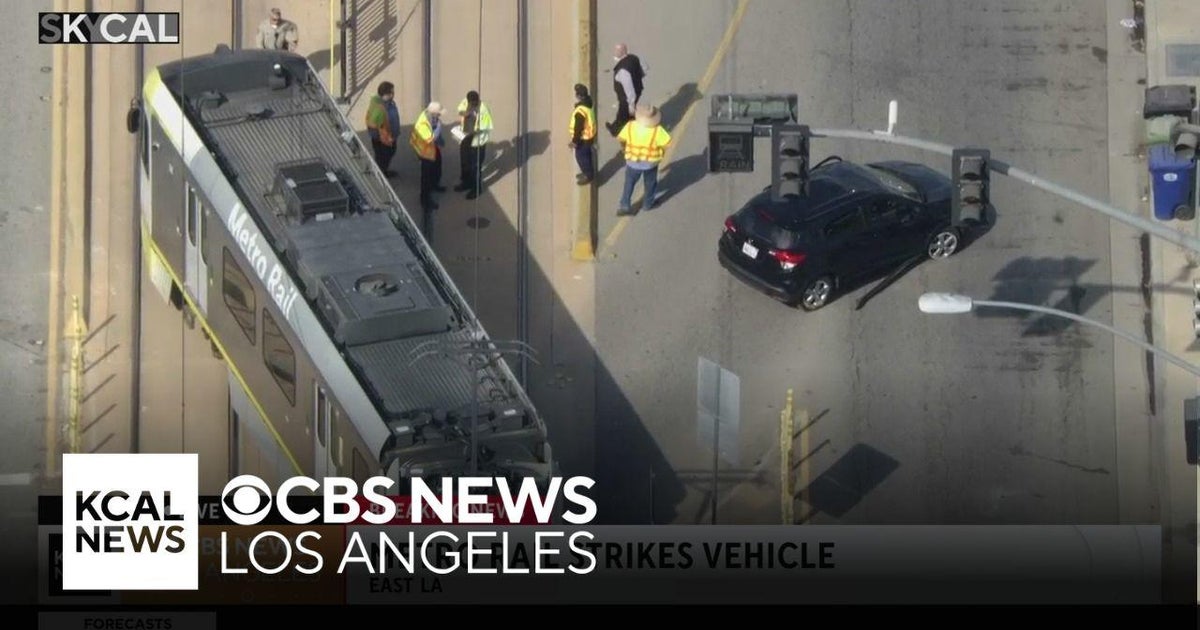 Metrolink train derails and hits car in East LA - CBS Los Angeles