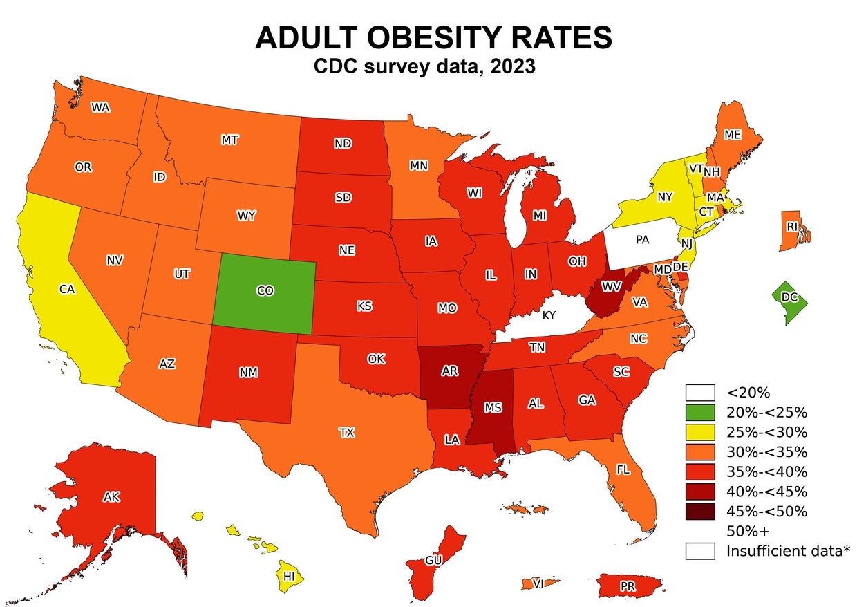 Obesity rate in U.S. adults no longer growing, new CDC data suggests ...