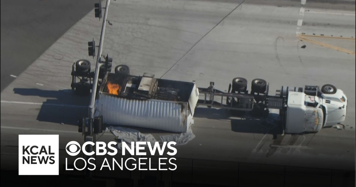47 Freeway closed after big rig crash sparks lithium-ion battery fire ...