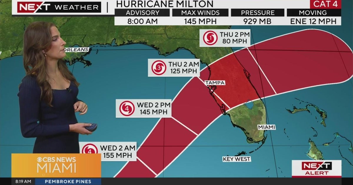 Hurricane Milton on Tuesday 10/8/2024 8AM - CBS Miami