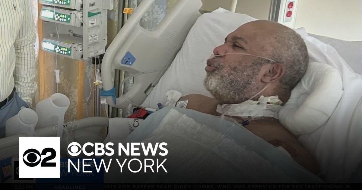 Subway worker stabbed with large knife speaks out from ICU - CBS New York