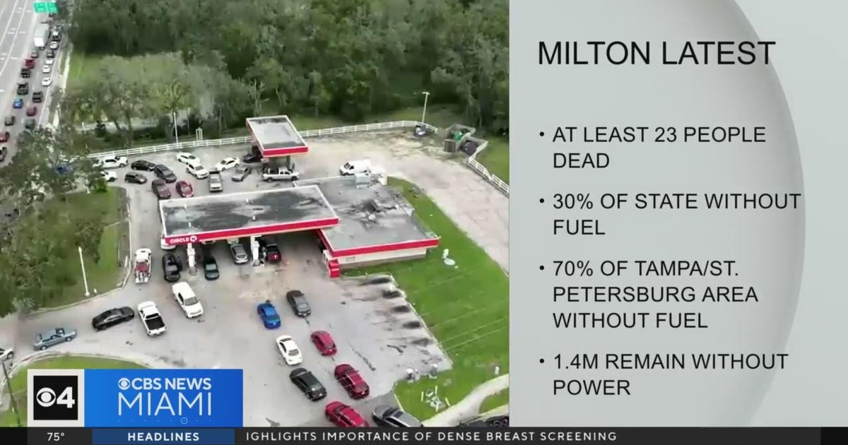 After Milton: Death toll rises, 30% of Florida without fuel - CBS Miami