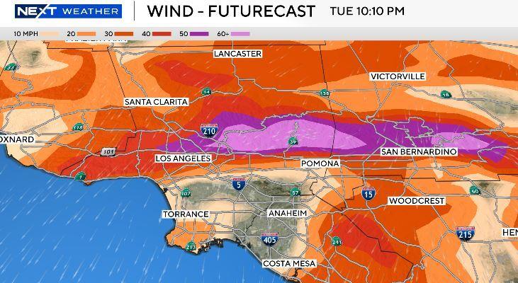 Los Angeles wind maps show where strong gusts are expected - CBS Los ...