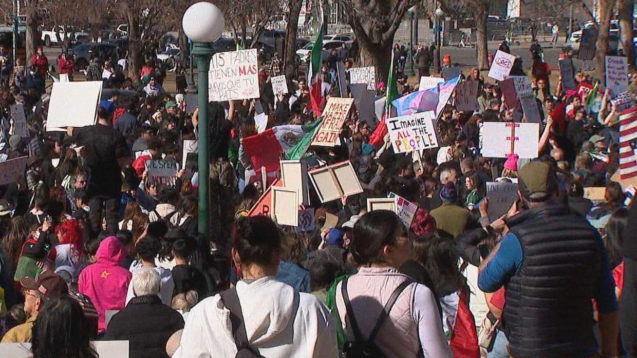 Hundreds of protesters march through downtown Denver - CBS Colorado