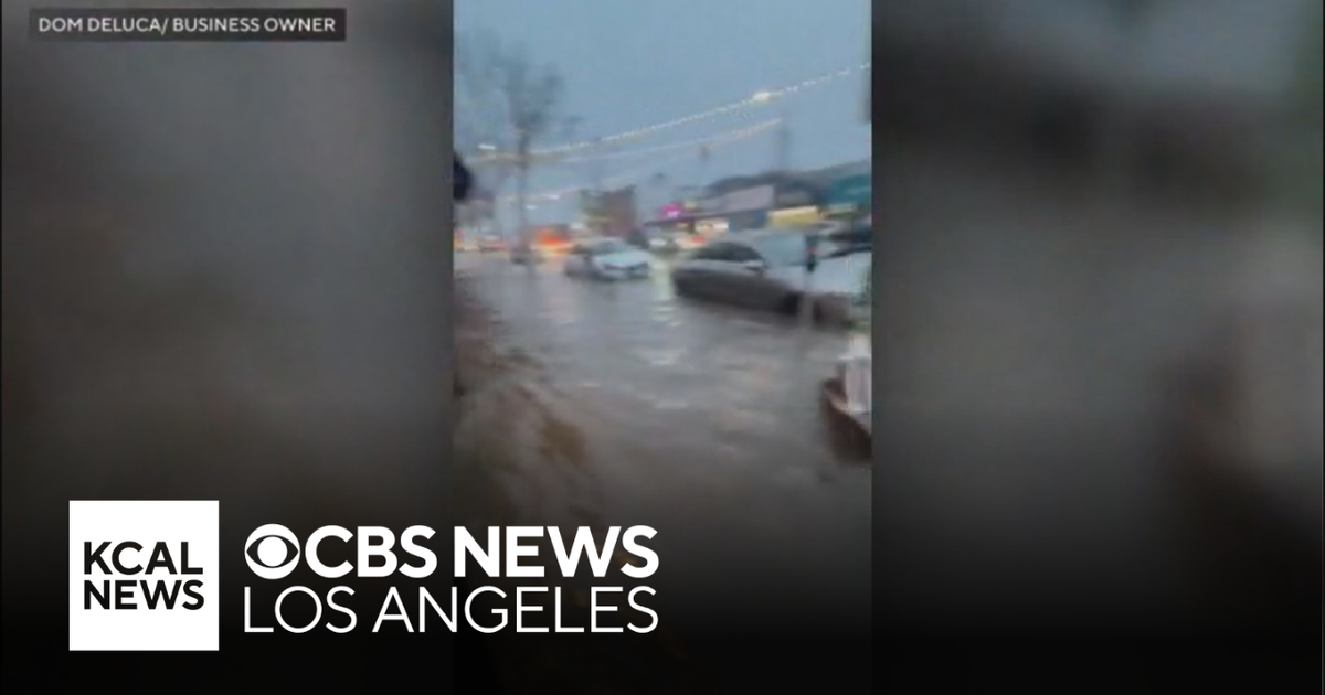 Rain causes flooding in parts of Melrose Shopping District - CBS Los ...