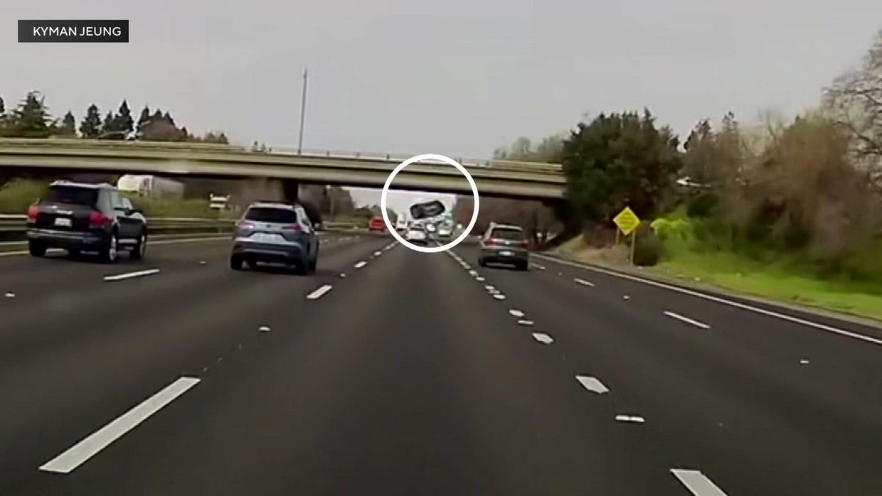 Dashcam video captures car crashing off Sacramento overpass onto ...