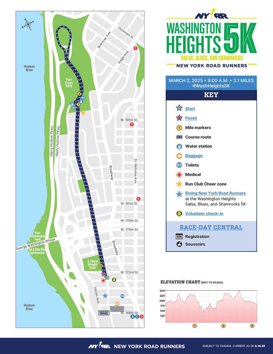 NYRR Washington Heights 5K happening today. Find route map, road ...