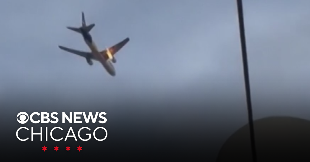 New video shows cargo plane engine on fire - CBS Chicago
