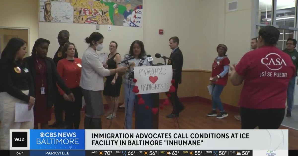 Immigrant advocates protest "inhumane" conditions at ICE facility - CBS ...