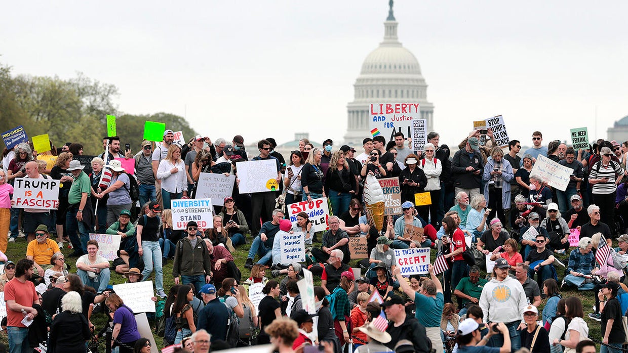 "Hands Off!" demonstrations protest Trump, Musk across U.S. - CBS News