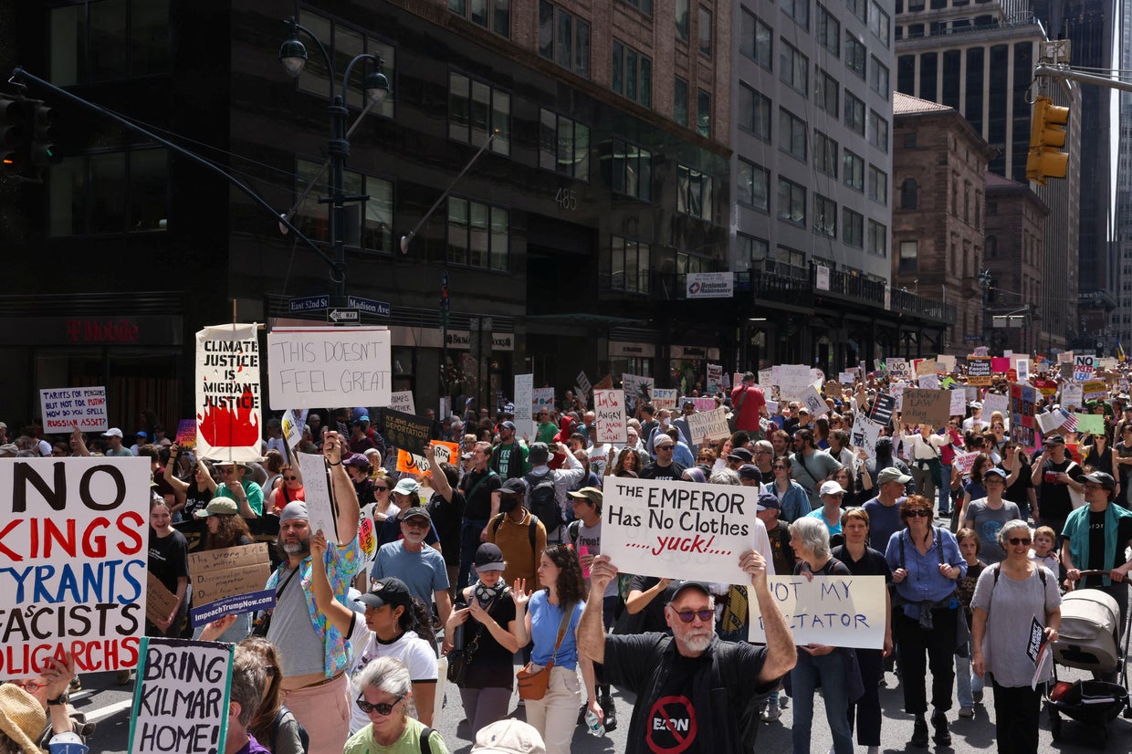 "No Kings": Protesters across country march against Trump, Musk