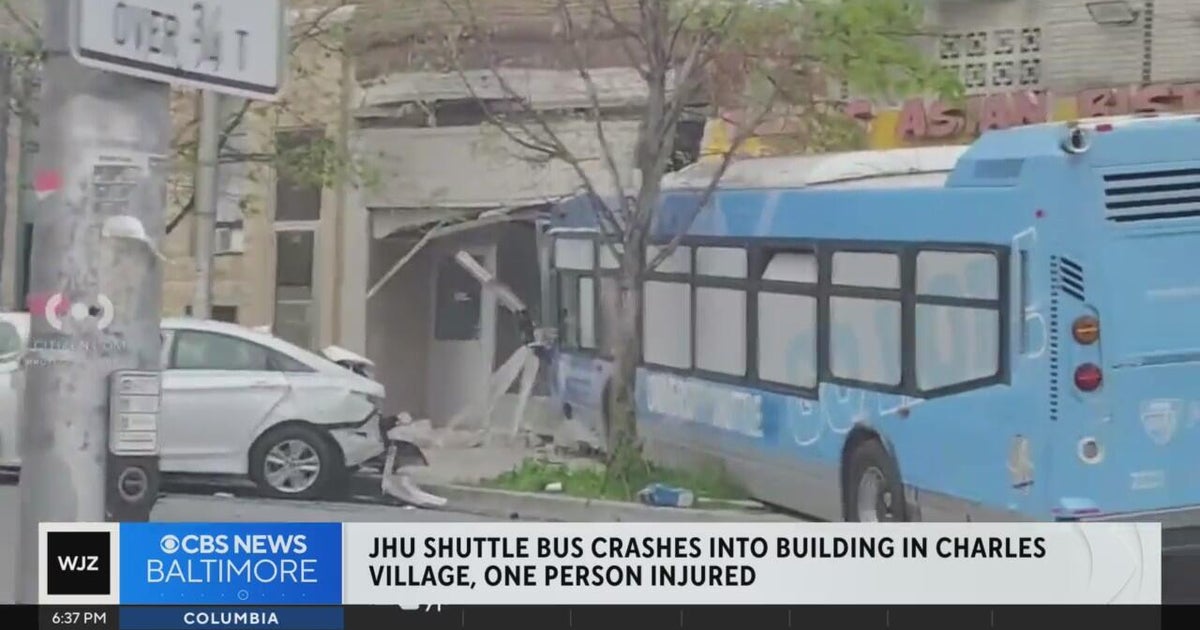 Johns Hopkins shuttle bus crashes into Baltimore building - CBS Baltimore