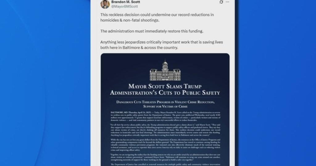 Baltimore Mayor Scott says Trump administration's program cuts could ...