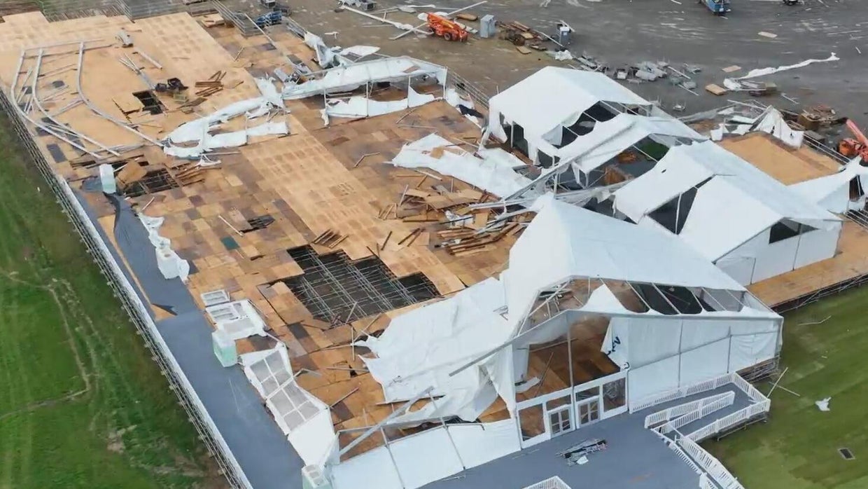 Photos show damaged buildings, downed trees after intense winds sweep ...