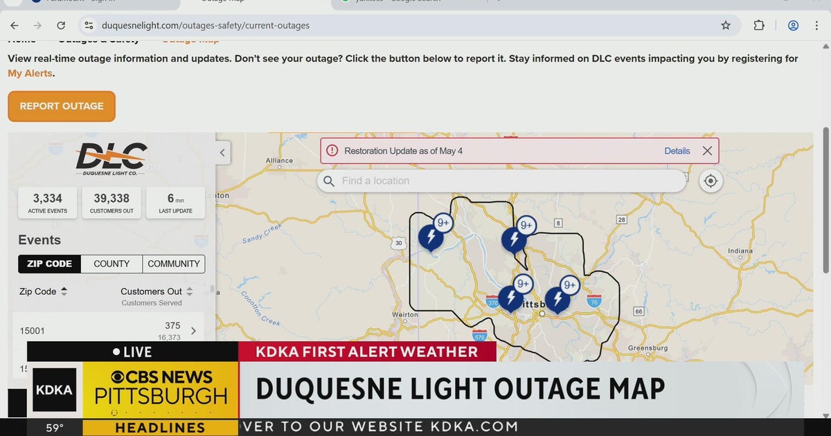 Duquesne Light provides update on outages - CBS Pittsburgh