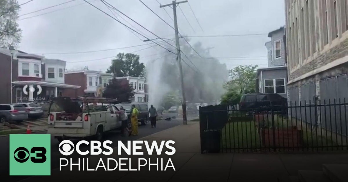 Massive geyser spewing water into the air in Philadelphia's Burholme ...