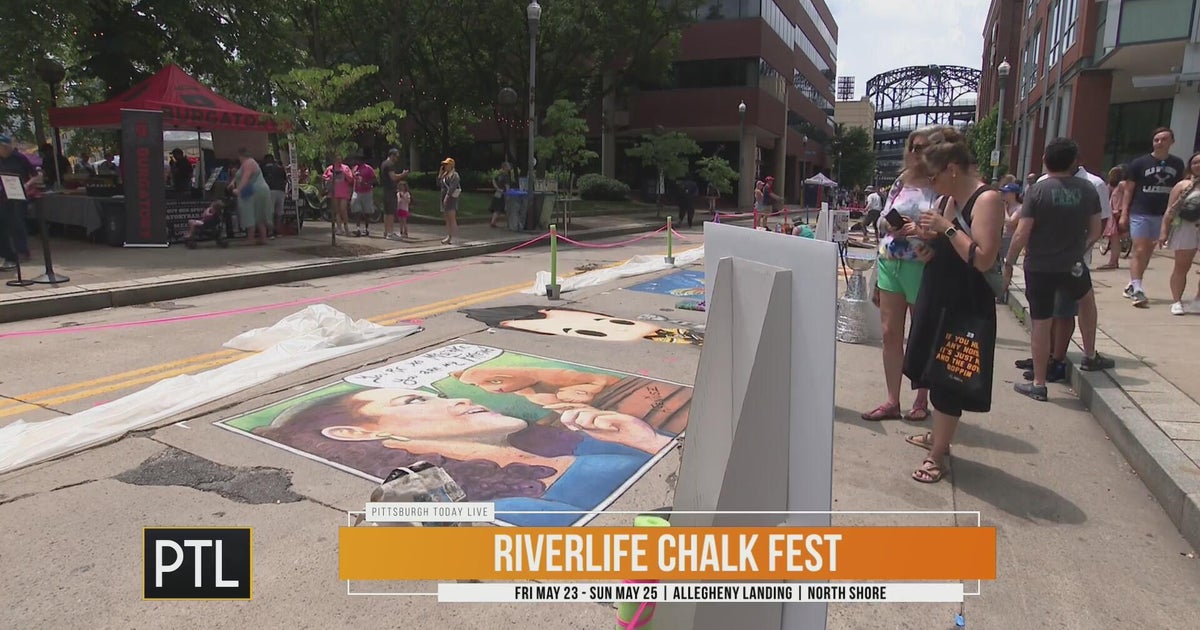 Getting ready for the PTL Riverlife Chalk Fest - CBS Pittsburgh
