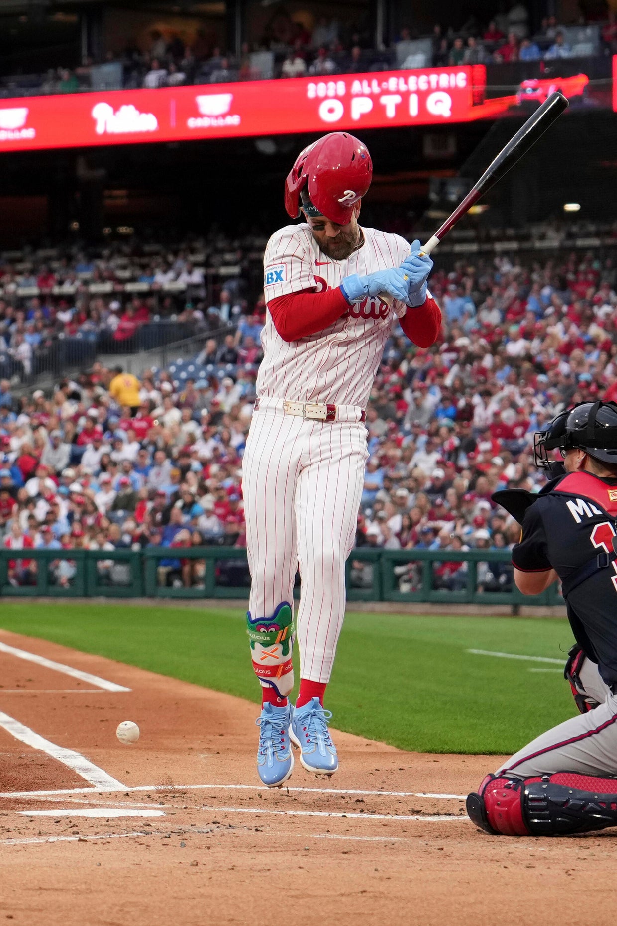 Bryce Harper hit by pitch, exits Philadelphia Phillies-Atlanta Braves ...