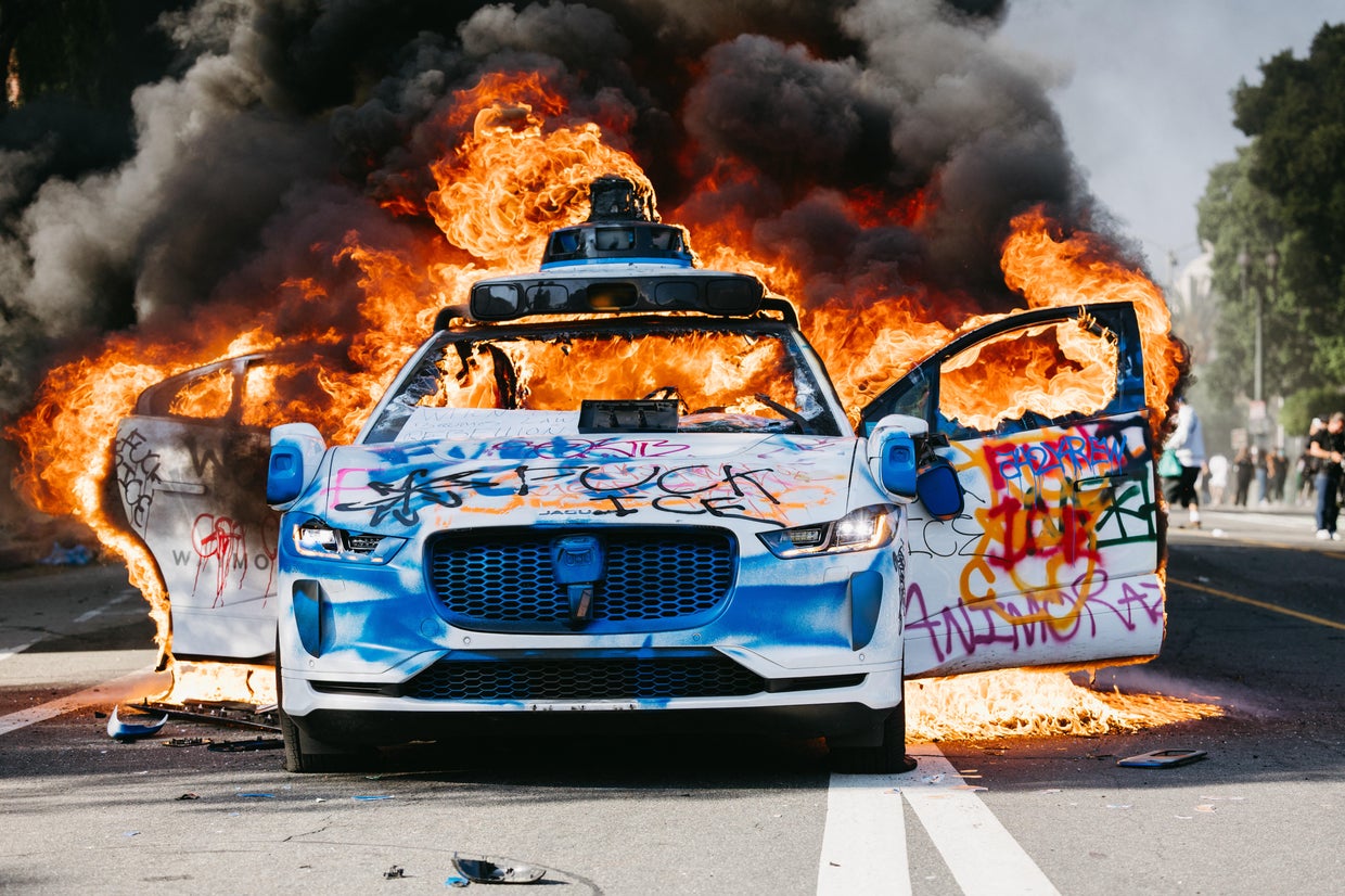 Waymo suspends car service in downtown Los Angeles after 5 vehicles set ...