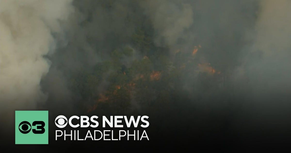 NJ Forest Fire Service battling wildfire at Wharton State Forest - CBS ...