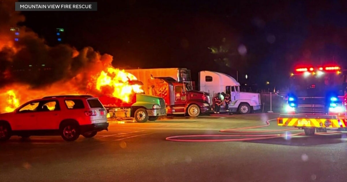 Semi fire spreads to three others at truck stop in Weld County - CBS ...