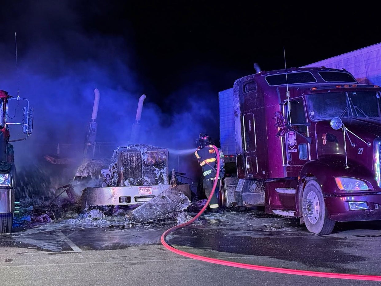 Semi fire spreads to three others at Northern Colorado truck stop - CBS ...