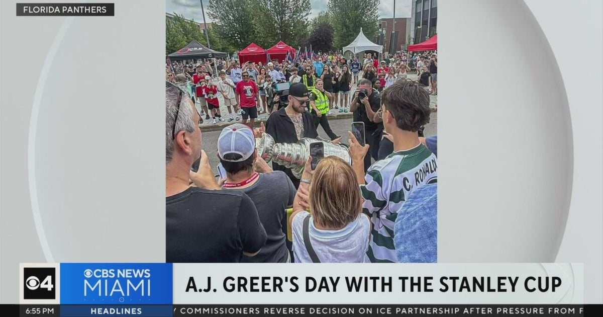 Florida Panthers' A.J. Greer shows off Stanley Cup to hometown family ...