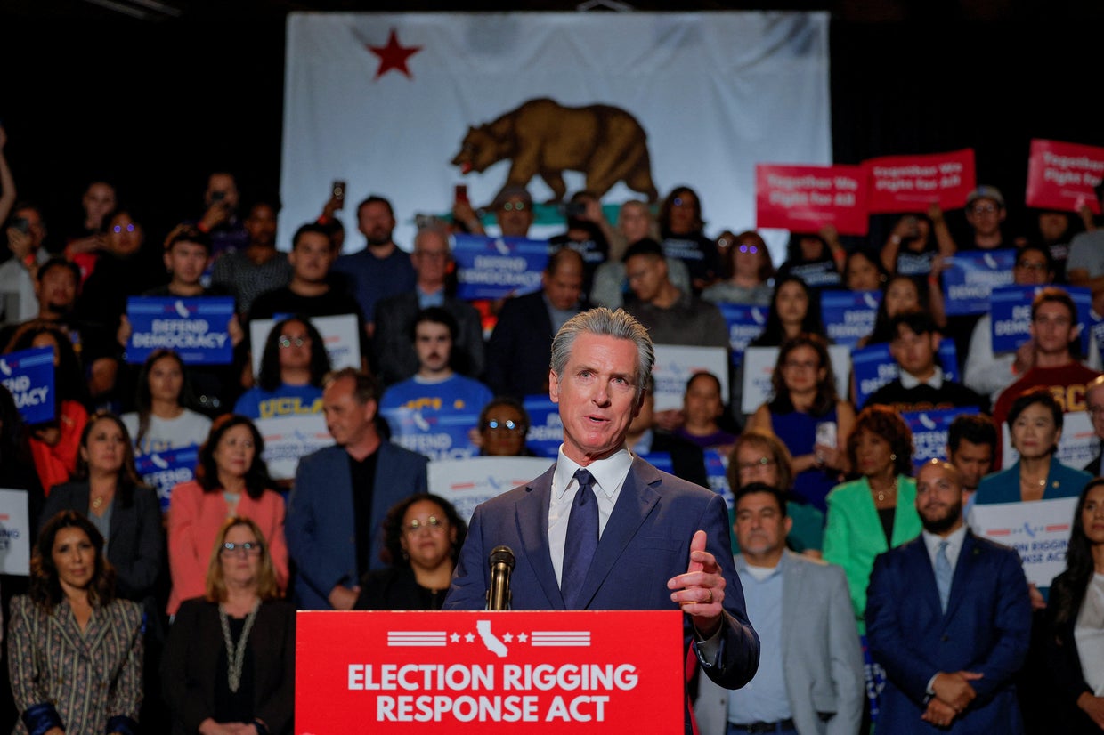 California Gov. Gavin Newsom announces redistricting effort to counter Texas GOP - CBS News