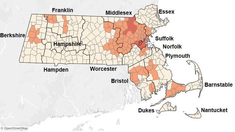 Map shows high West Nile virus risk in 10 Massachusetts cities and ...