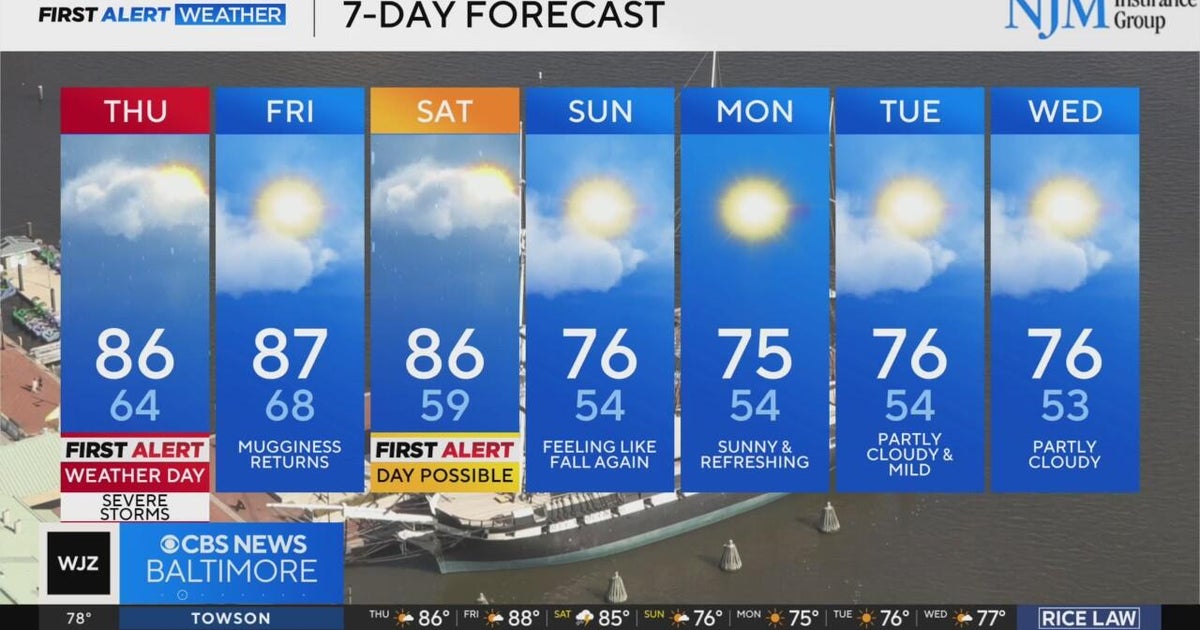 Alert Day on Thursday for potentially strong storms in Maryland - CBS ...