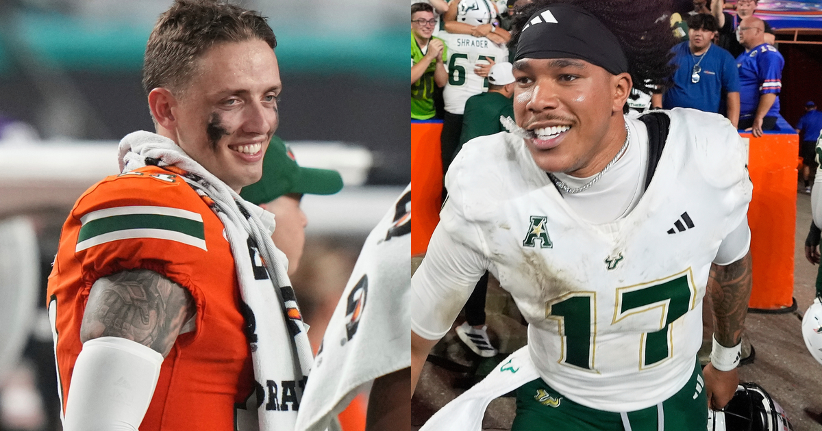 No. 5 University of Miami takes on No. 18 University of South Florida in matchup of quarterbacks ...