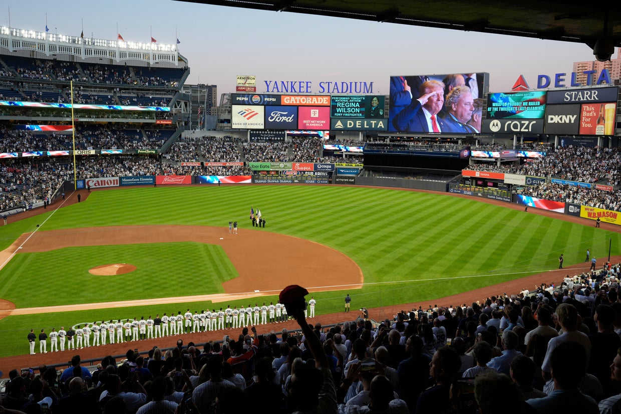 President Trump attends Yankees-Tigers game in the Bronx as pregame ...